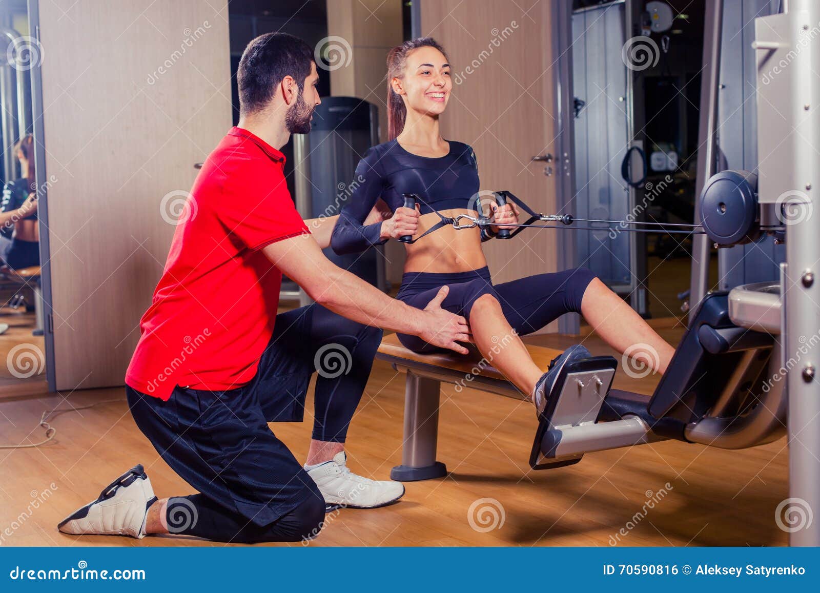 Personal Trainer Working with His Client in Gym Stock Photo - Image of ...