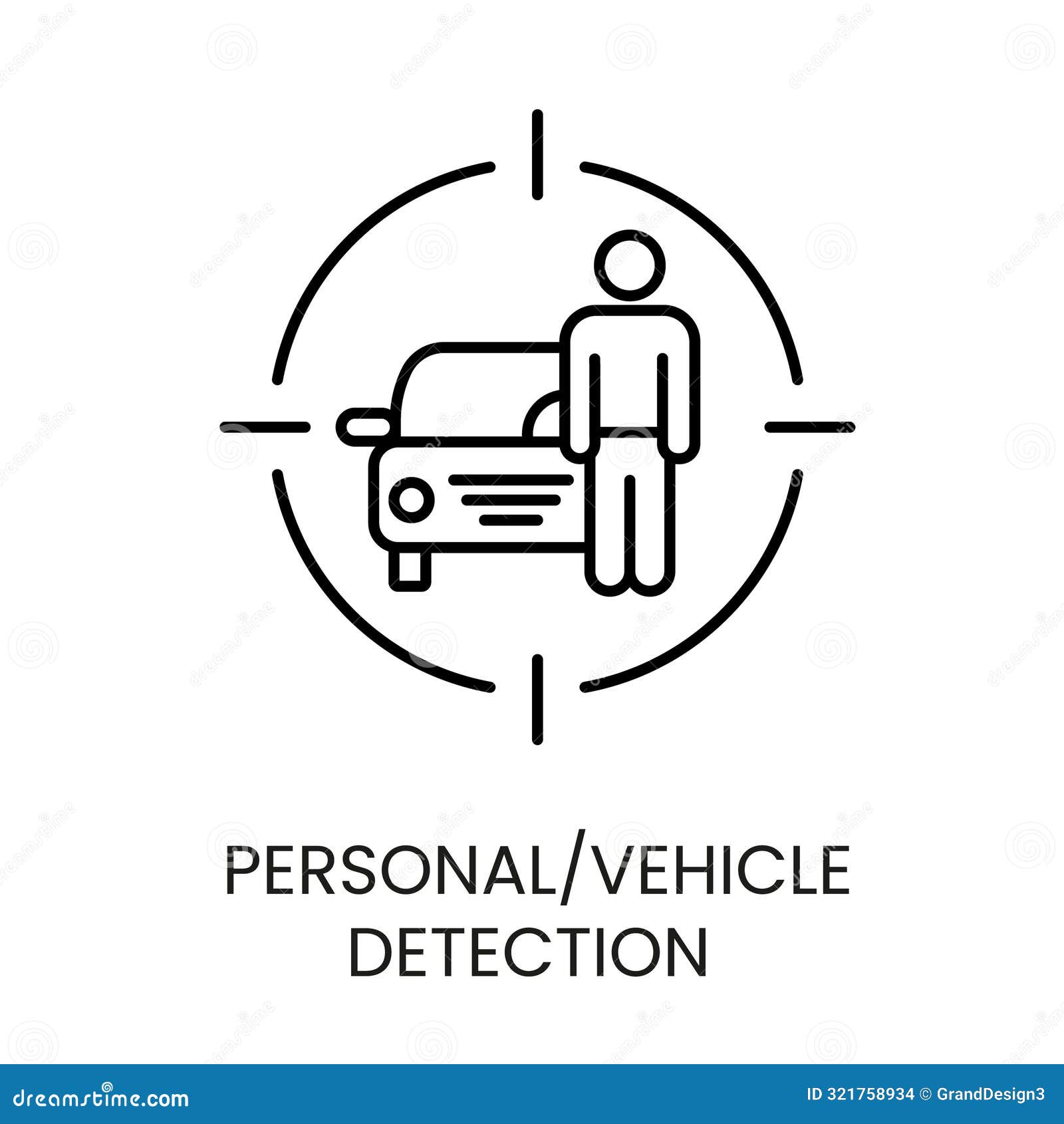 Personal or Vehicle Detection Line Vector Icon with Editable Stroke ...