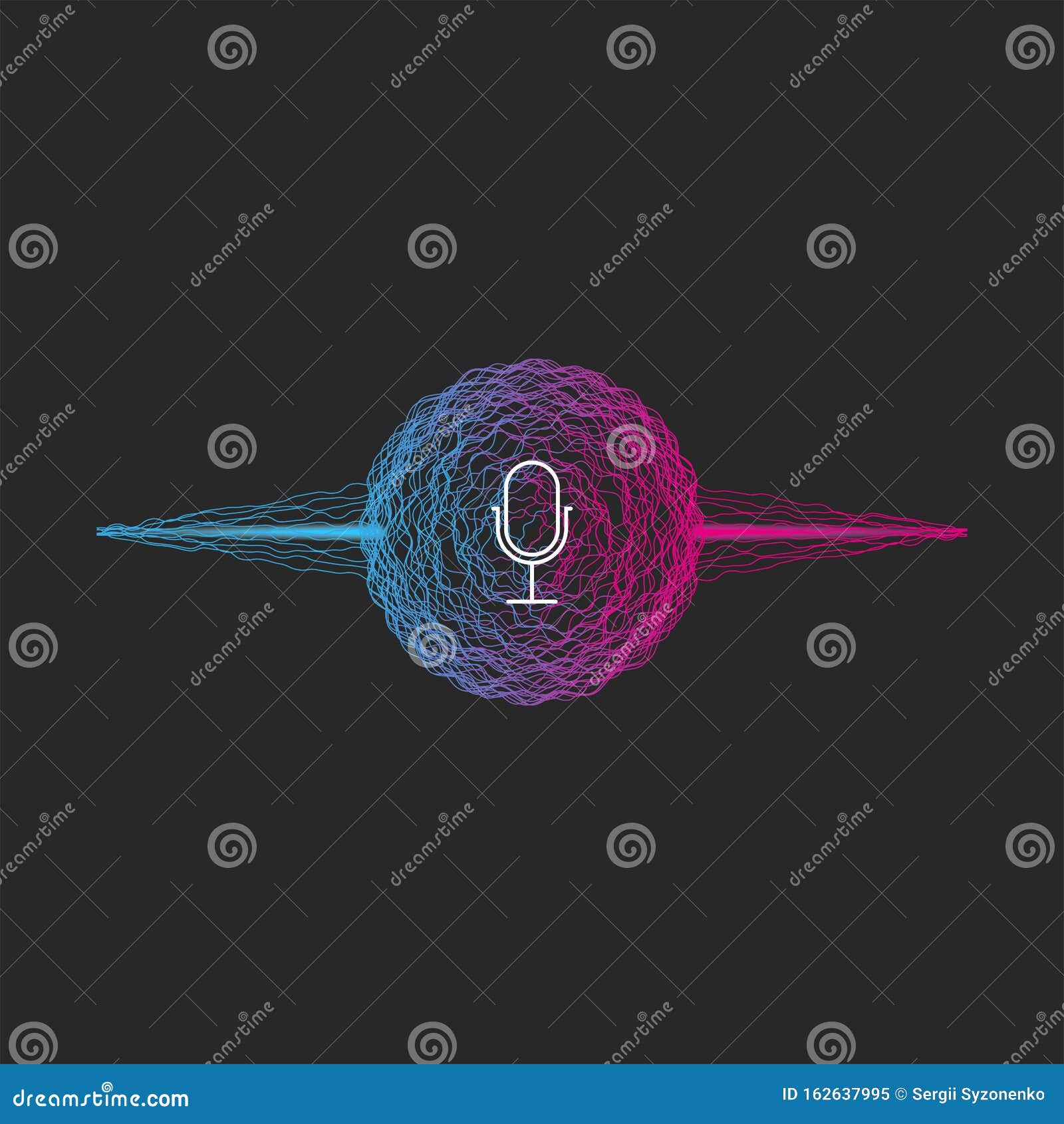 Personal Voice Assistant Illustration Visualization Circular Sound Wave ...