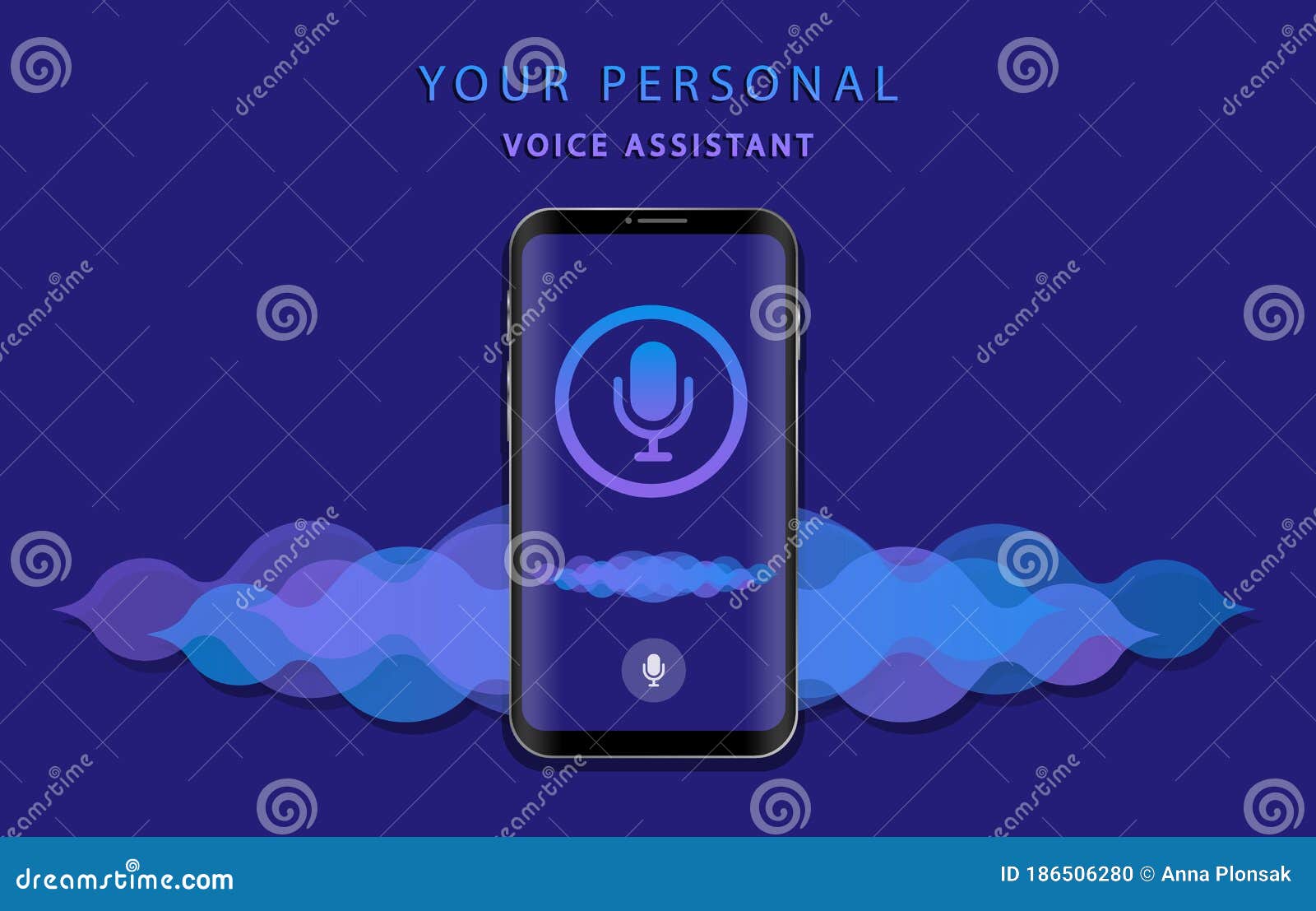 Personal Voice Assistant. Voice Recognition Stock Vector - Illustration ...