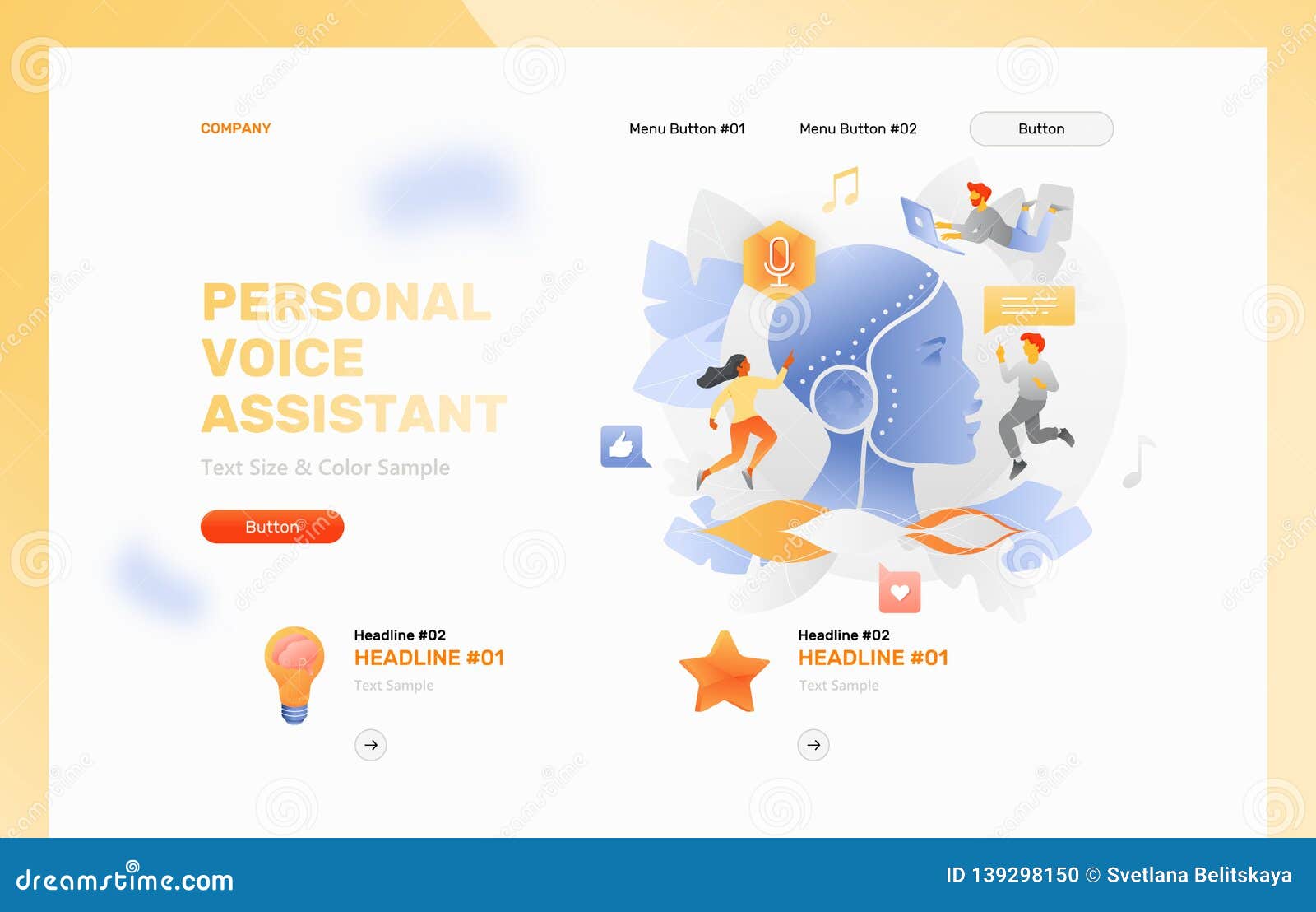 Personal Voice Assistant Template Stock Vector - Illustration of people ...