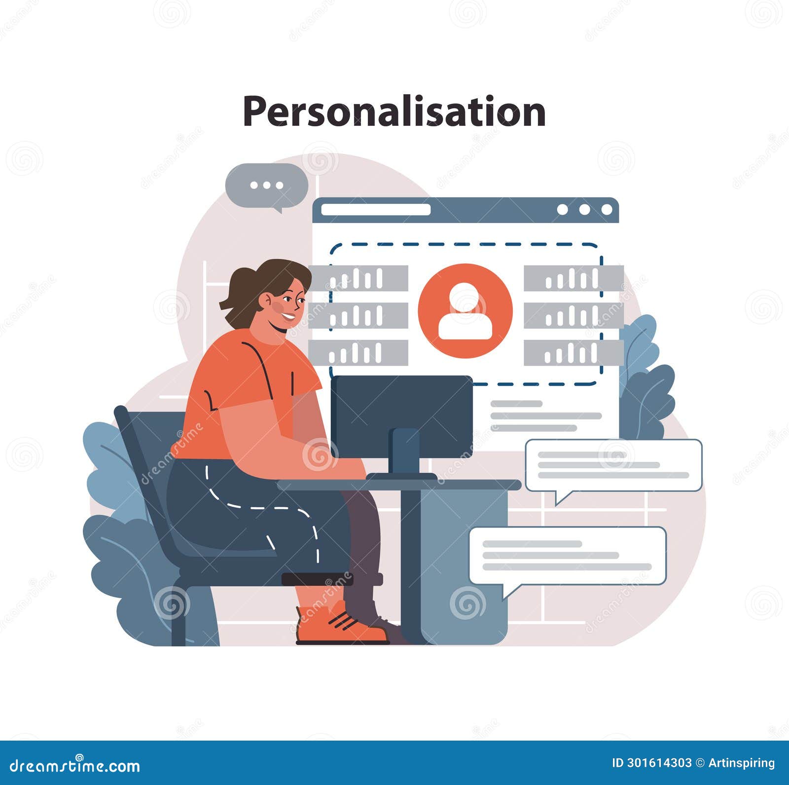 Personalisation in Digital Platform Concept. Flat Vector Illustration ...