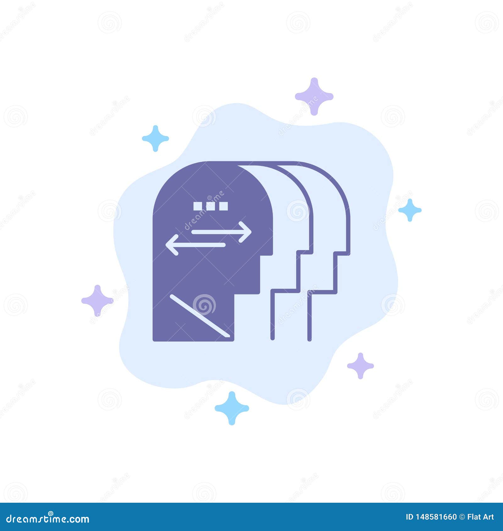 Personality, Character, Mind, Head Blue Icon on Abstract Cloud ...