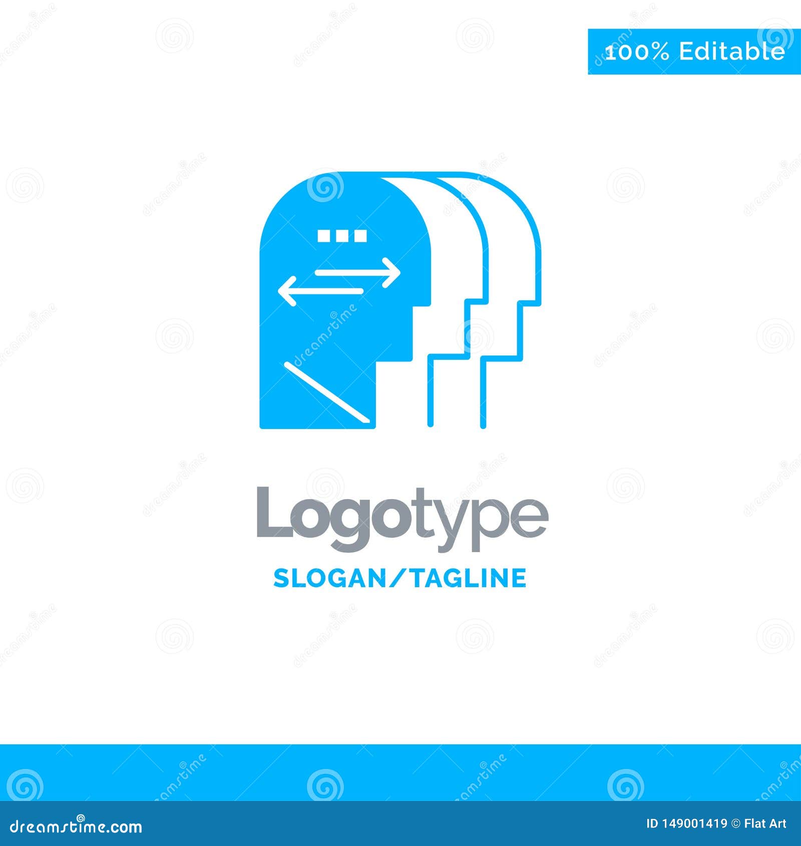 Personality, Character, Mind, Head Blue Solid Logo Template. Place for ...