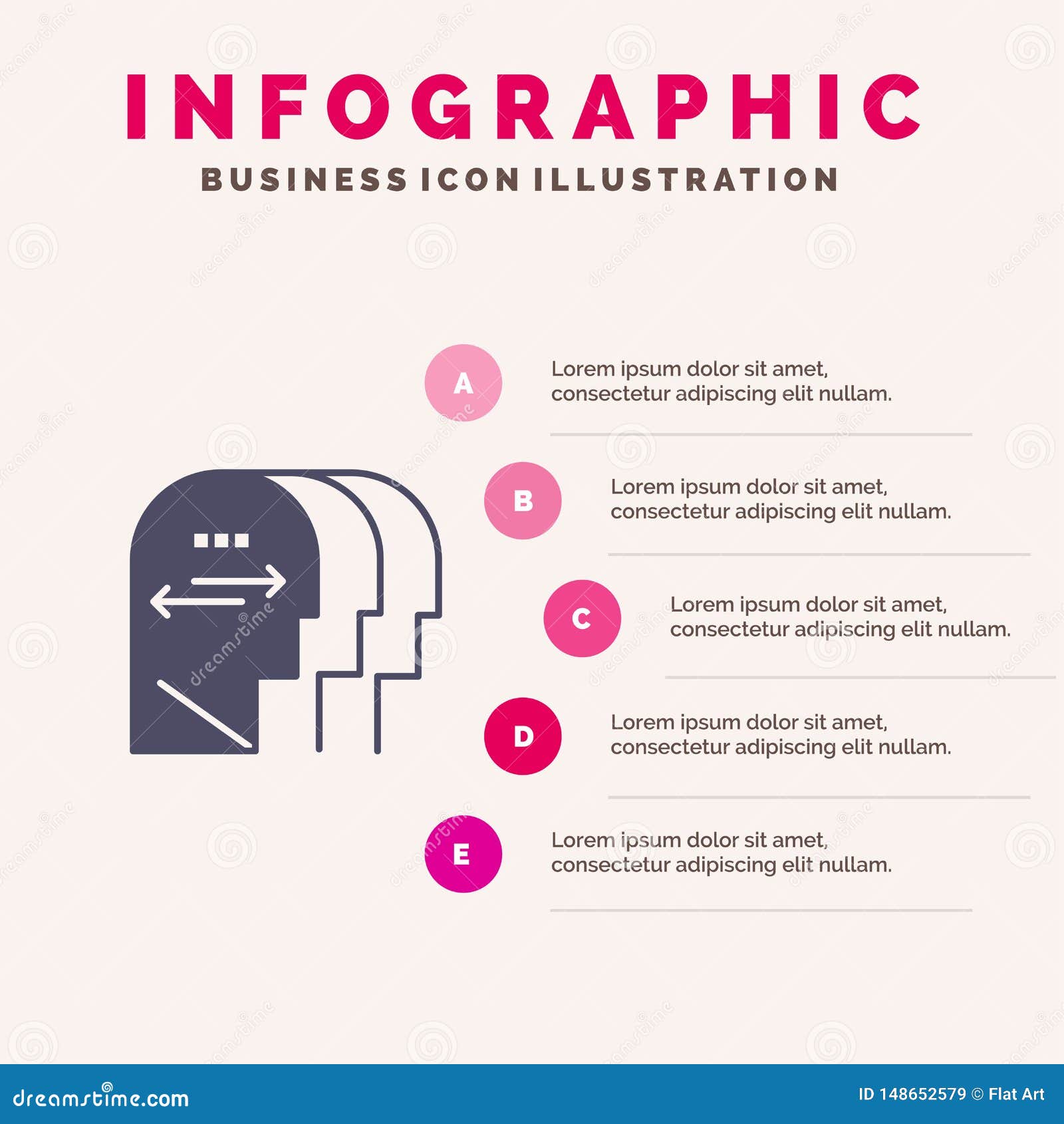 Personality, Character, Mind, Head Solid Icon Infographics 5 Steps ...