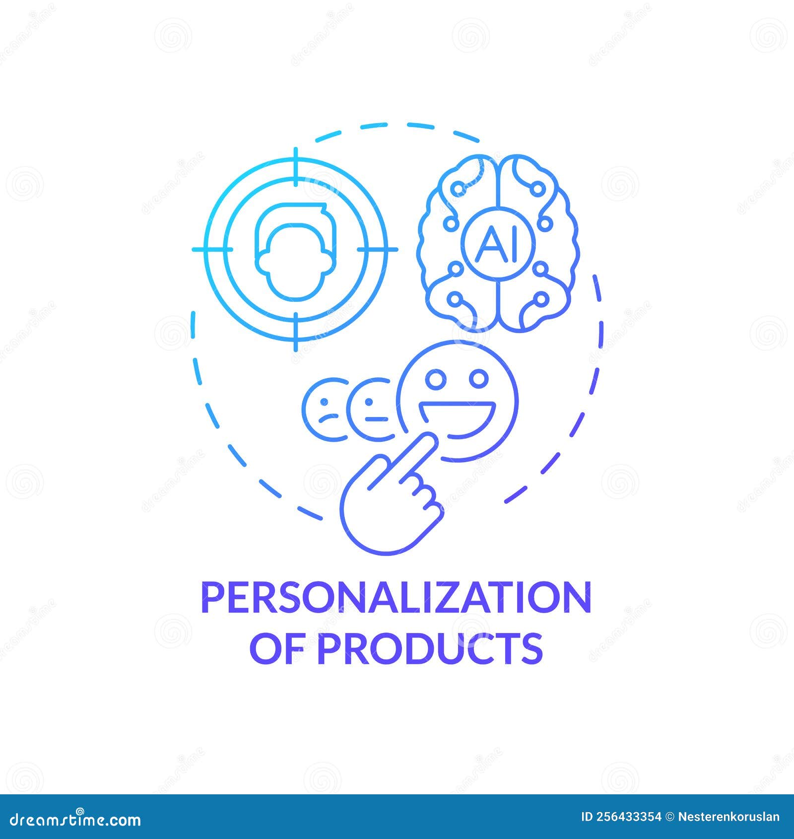 Personalization Blue Gradient Concept Icon Cartoon Vector ... Personalization Blue Gradient Concept Icon Cartoon Vector ...