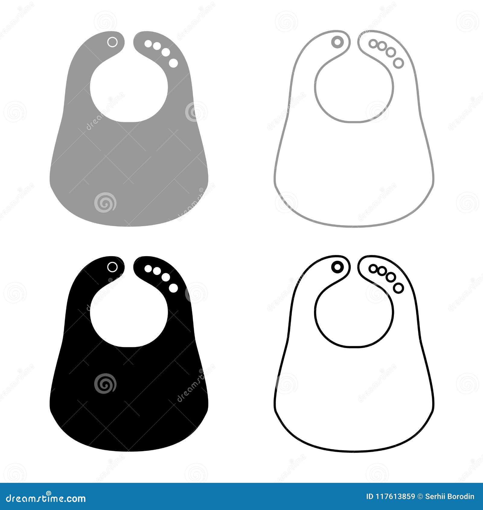 Personalized Bib Icon Set Grey Black Color Stock Vector - Illustration ...