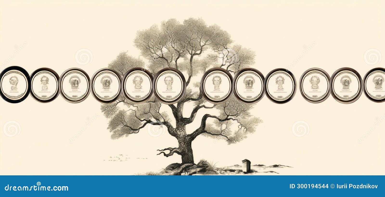 Personalized Family Tree Postcard Design Иллюстрация штока ...