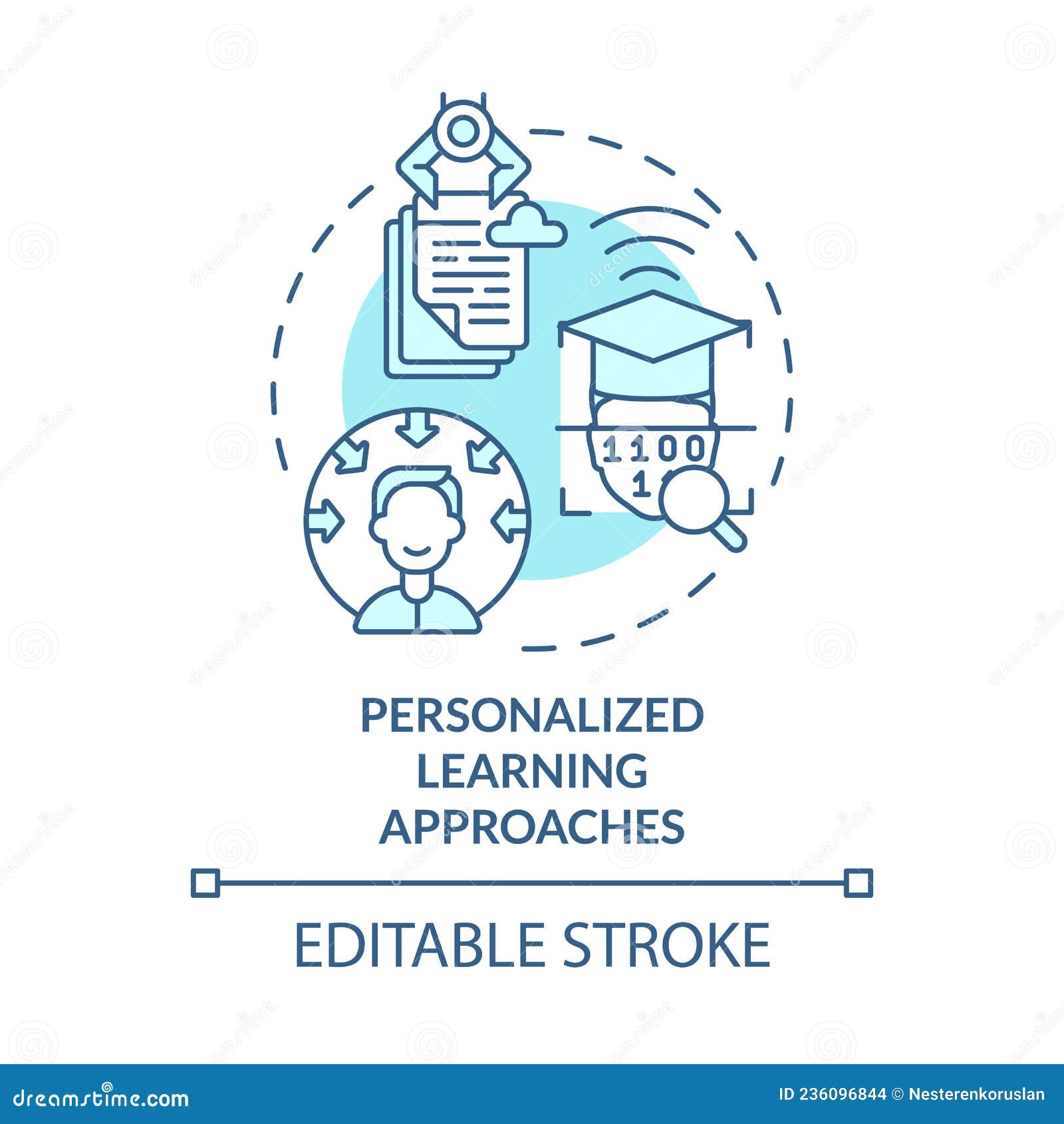 Personalized Learning Approaches Blue Concept Icon Stock Vector ...