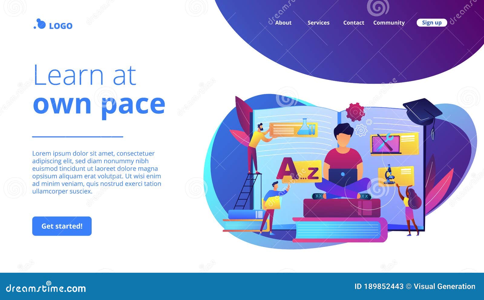 Personalized Learning Concept Landing Page Stock Vector - Illustration ...