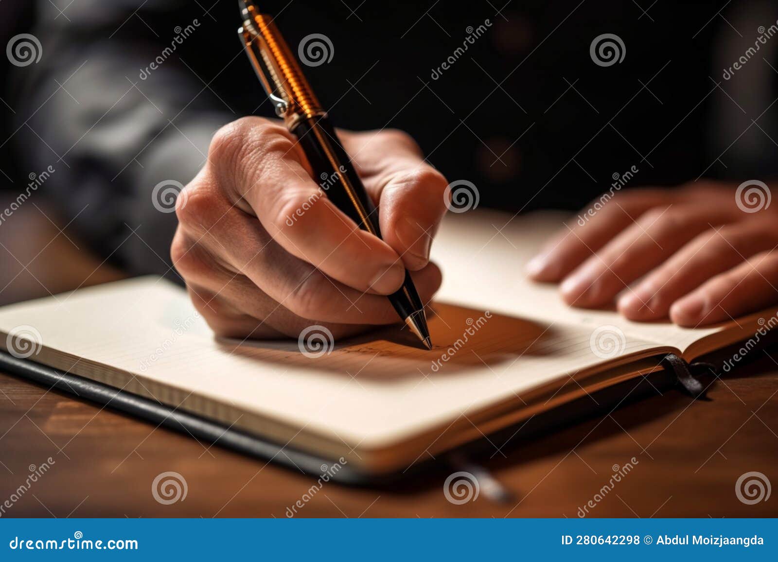Personalized Note-taking, Close-up of Man S Hand Writing in His ...