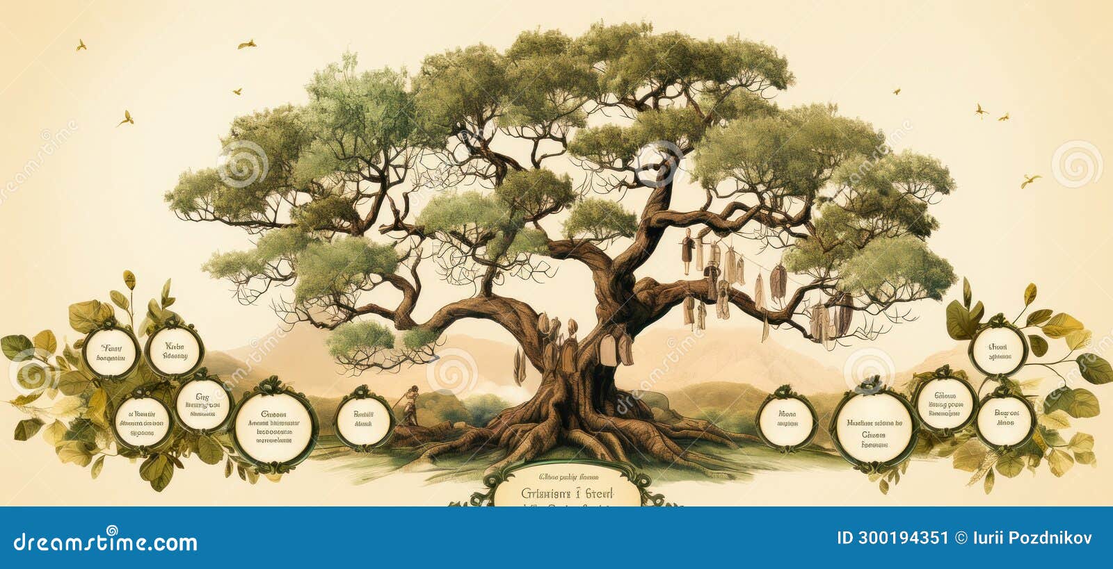 Unique Family Tree Greeting Card Template Stock Illustration ...