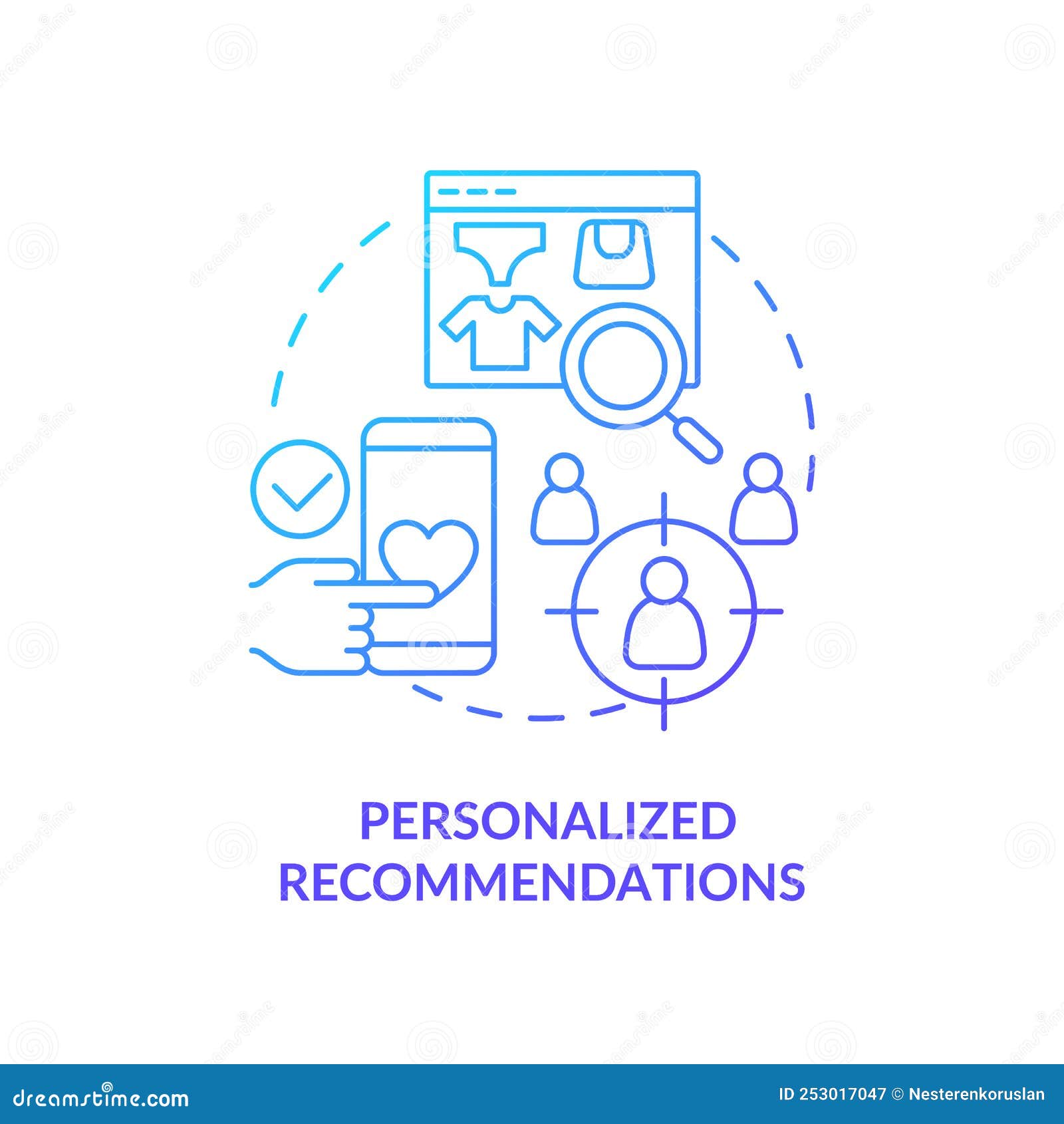 Personalized Recommendations Blue Gradient Concept Icon Stock Vector ...
