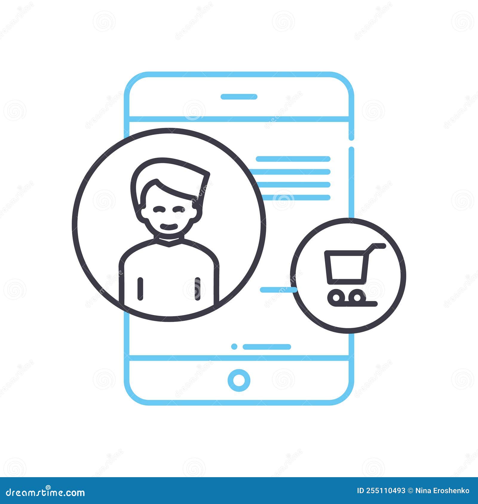 Personalized Web Store Line Icon, Outline Symbol, Vector Illustration ...