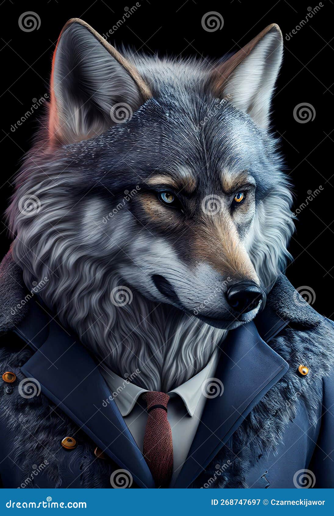 The Personification of Animal Features. a Wolf Dressed in Stylish Human ...