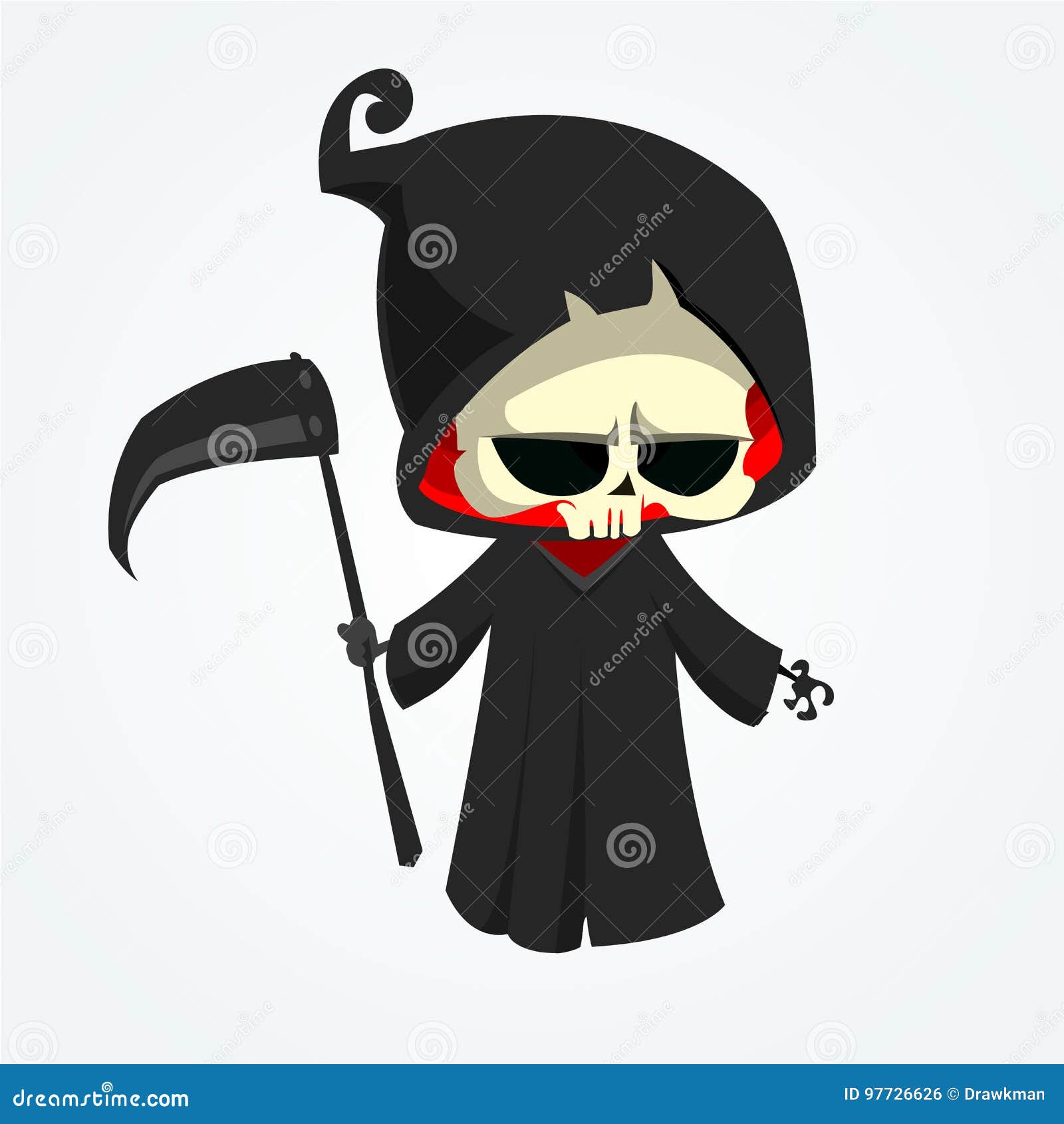 Personnage De Dessin Animé De Faucheuse Avec La Faux Disolement Sur Un