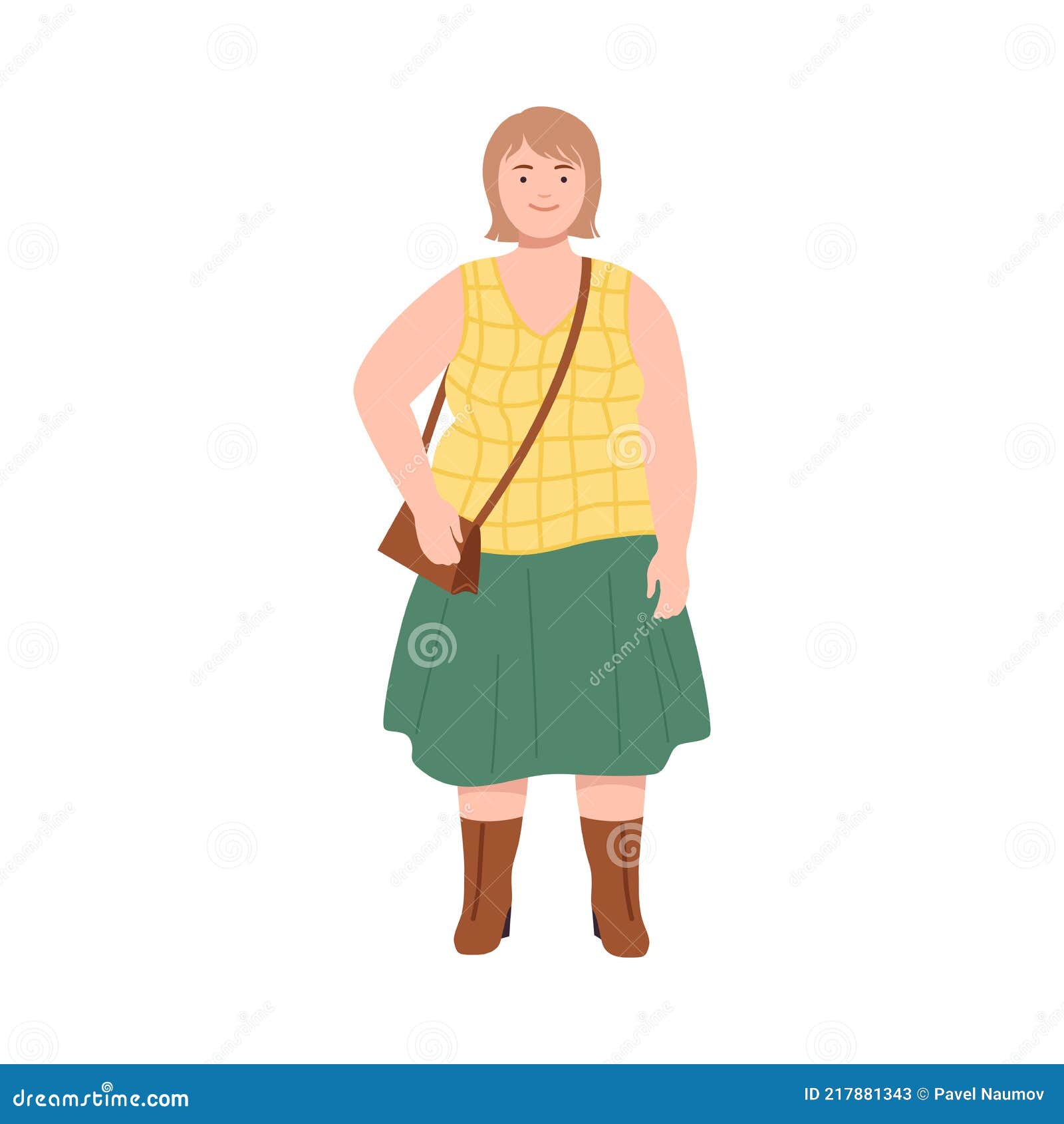 Personnage De Femme Avec Corps Corpulent En Position Debout Pleine