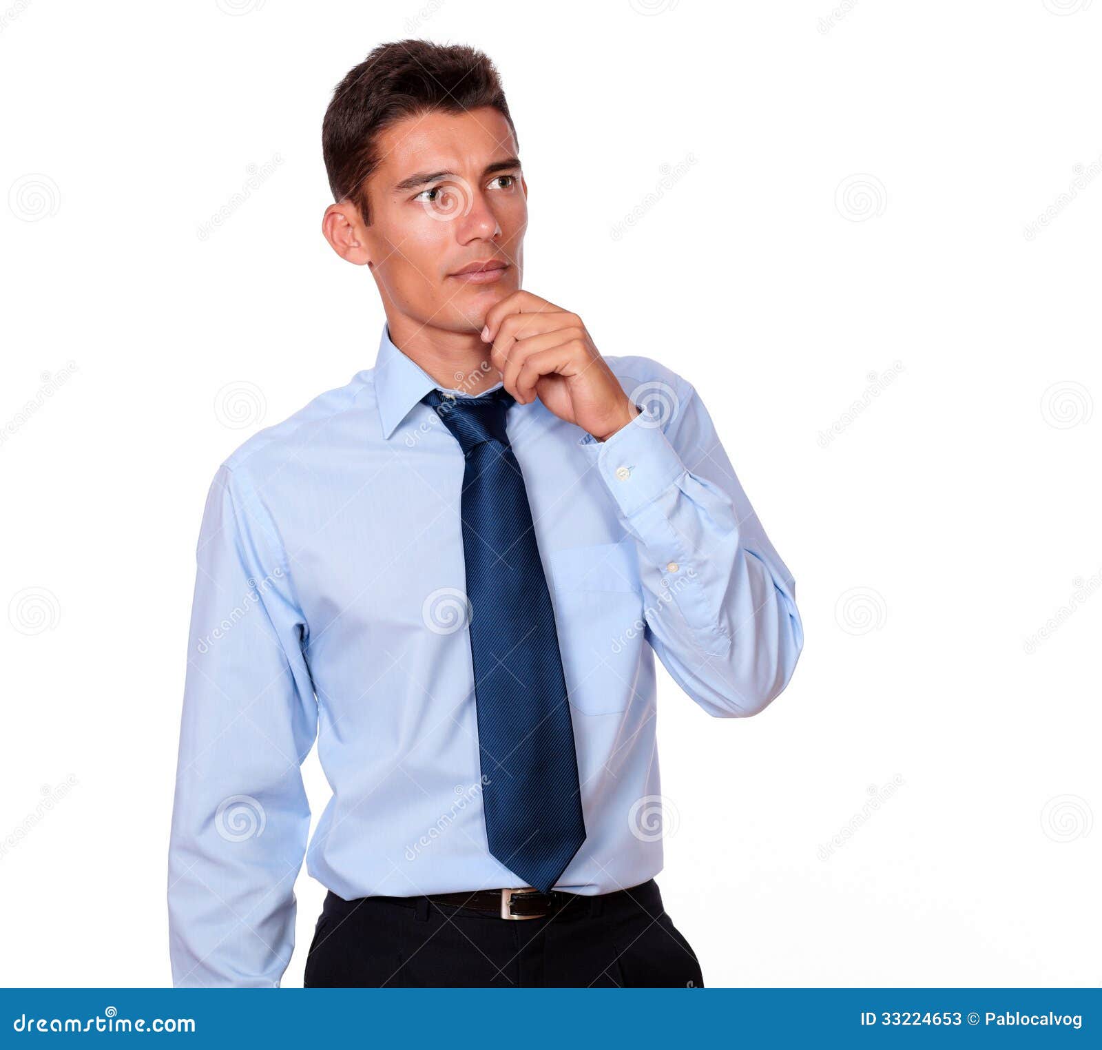 Personne Songeuse Regardant Vers Sa Gauche Image stock - Image du bleu ...