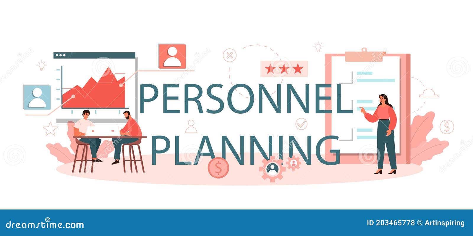 Personnel Planning Typographic Header. Staff Management and Empolyee ...