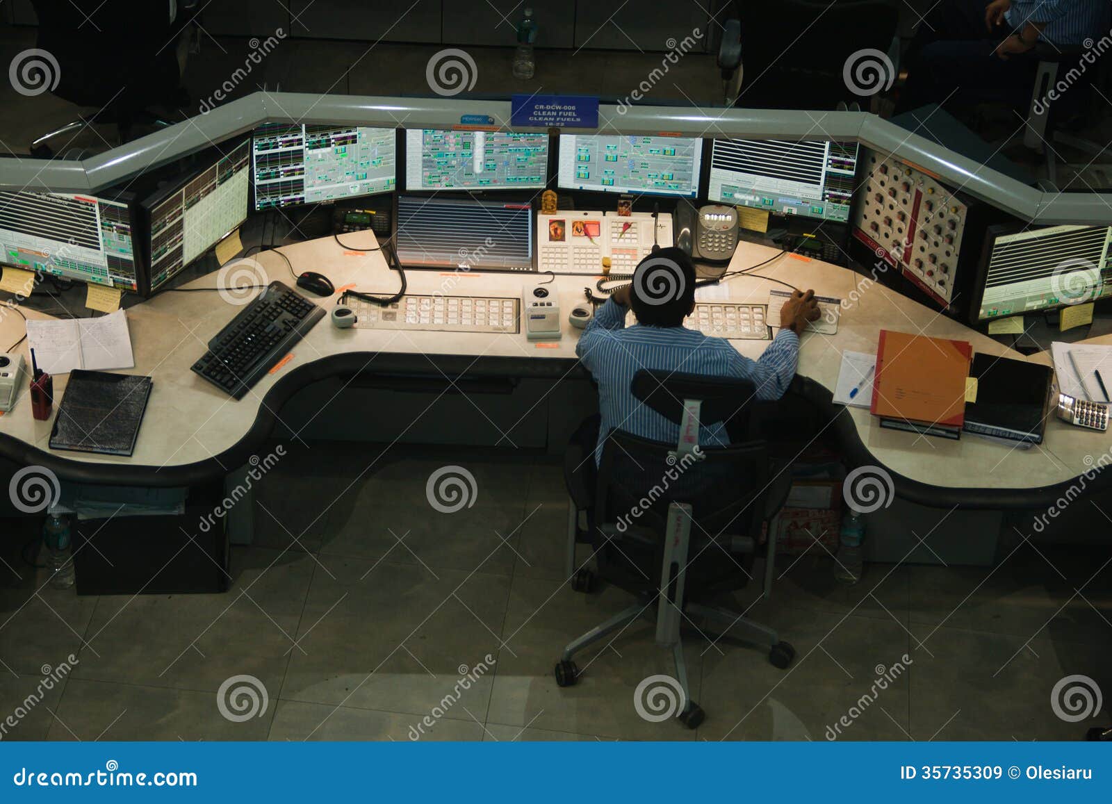 Personnel at Work in Control Room on a Chemical Plant Editorial Stock ...