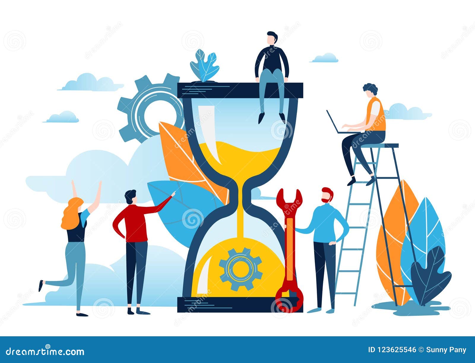 Personnes Miniatures Avec Le Grand Sable D'horloge Concept De Gestion ... Personnes Miniatures Avec Le Grand Sable D'horloge Concept De Gestion ...