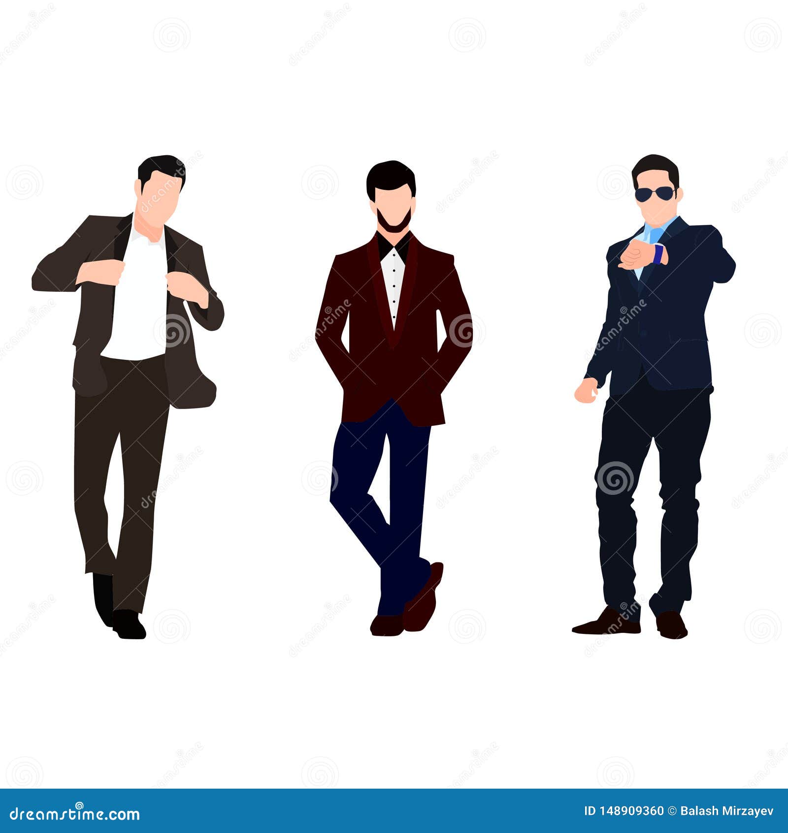Set of Young Businessmen in a Formal Wear Stock Vector - Illustration ...