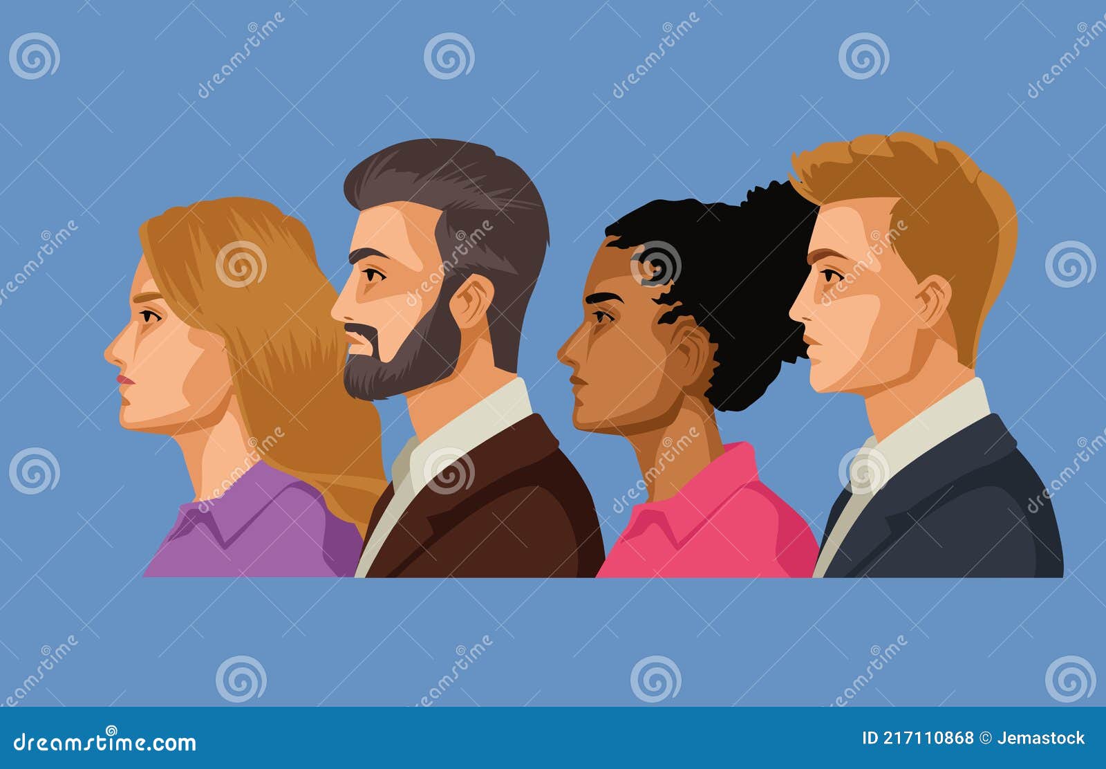 Persons four characters stock vector. Illustration of gentleman - 217110868