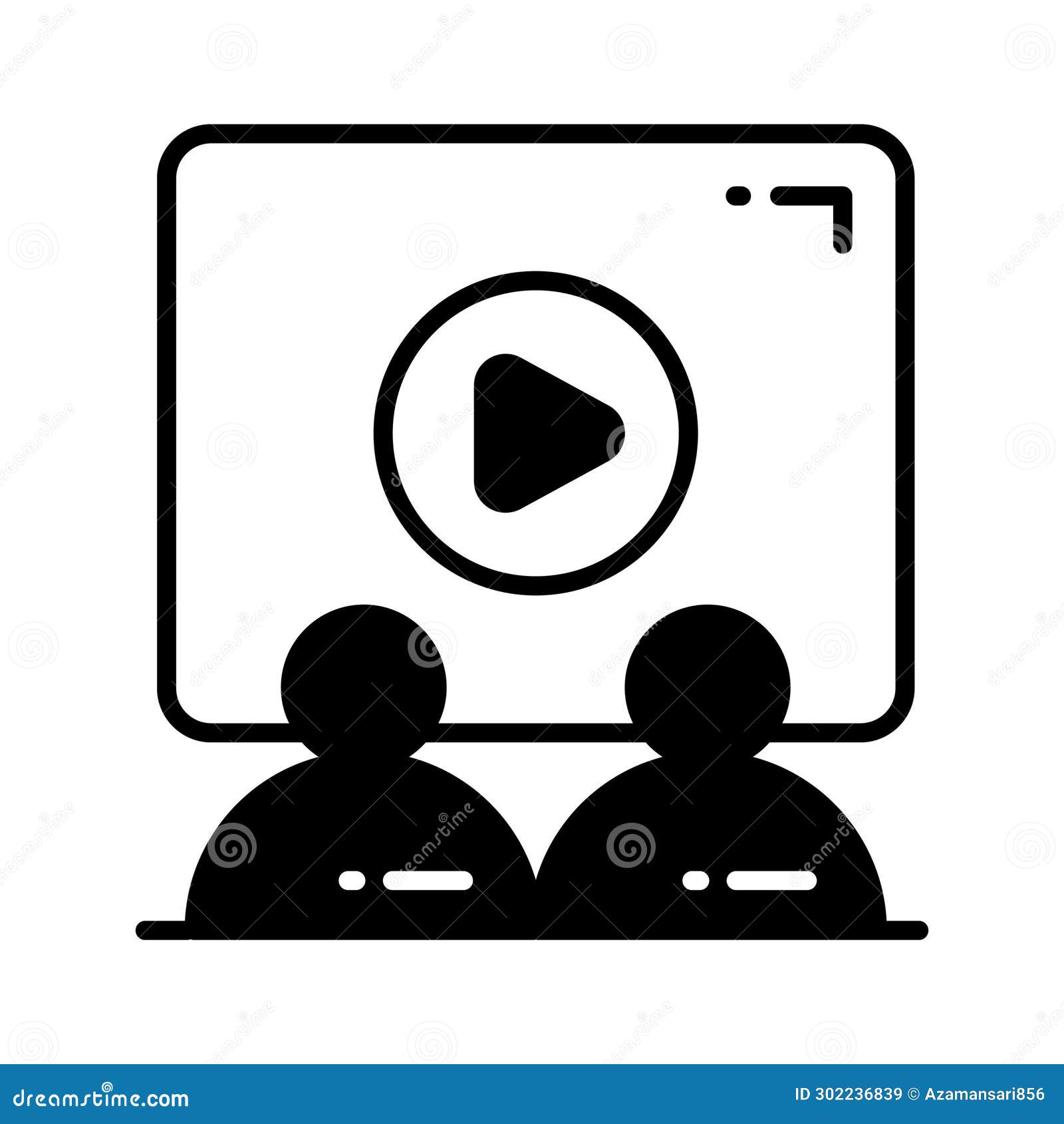 Persons in Front of Screen Showing Movie or Film Watching Vector Design ...