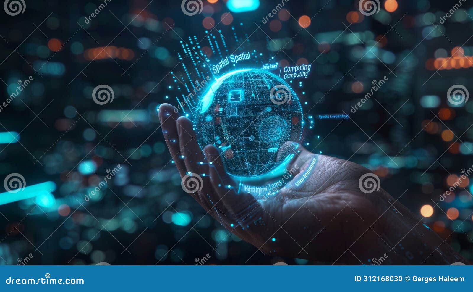 Hand Holding Futuristic Object Stock Illustration - Illustration of ...