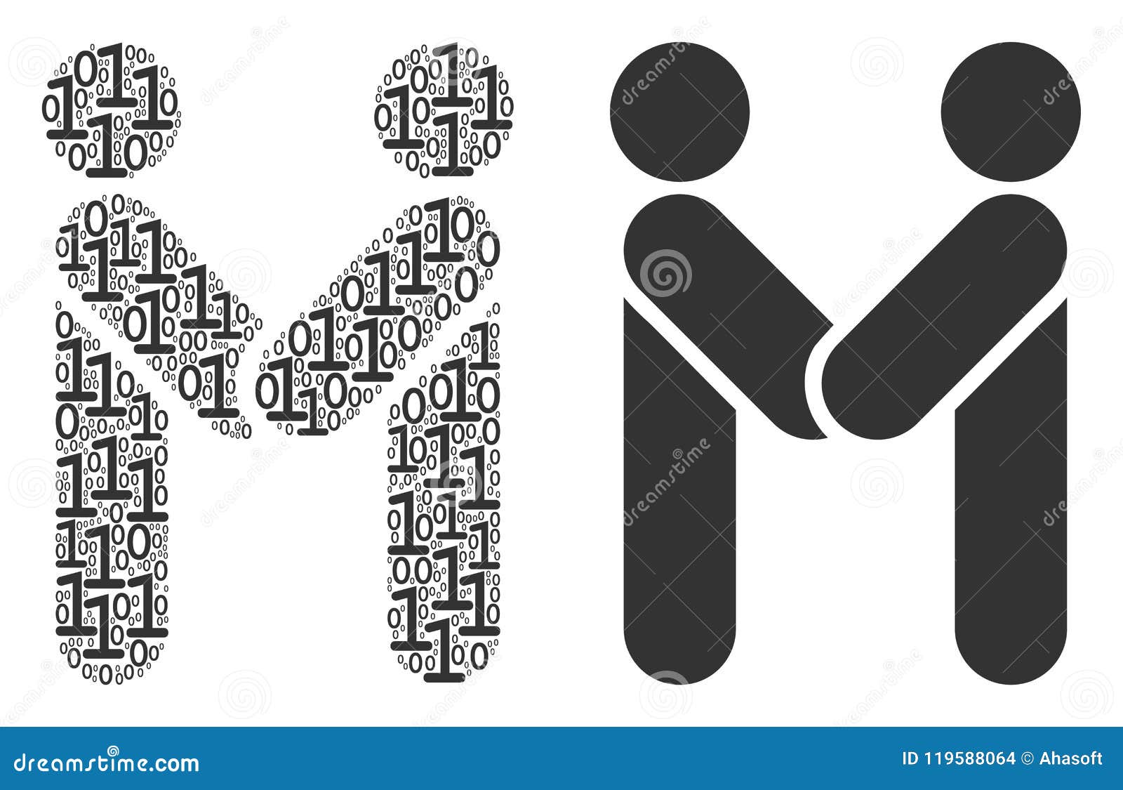 Persons Handshake Collage of Binary Digits Stock Vector - Illustration of composition, handshake ...