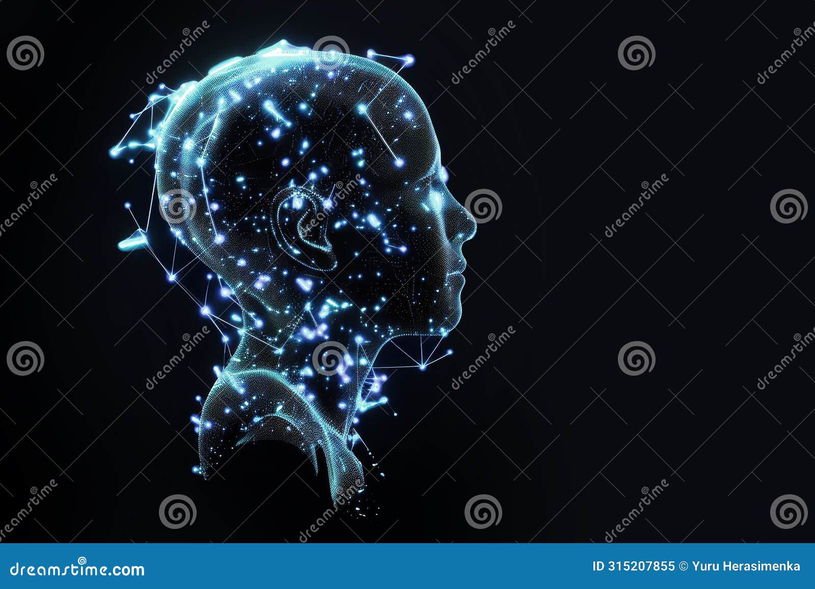 Neon Brainwave Head In Vaporwave Synthwave Retrowave Style, Bright ...