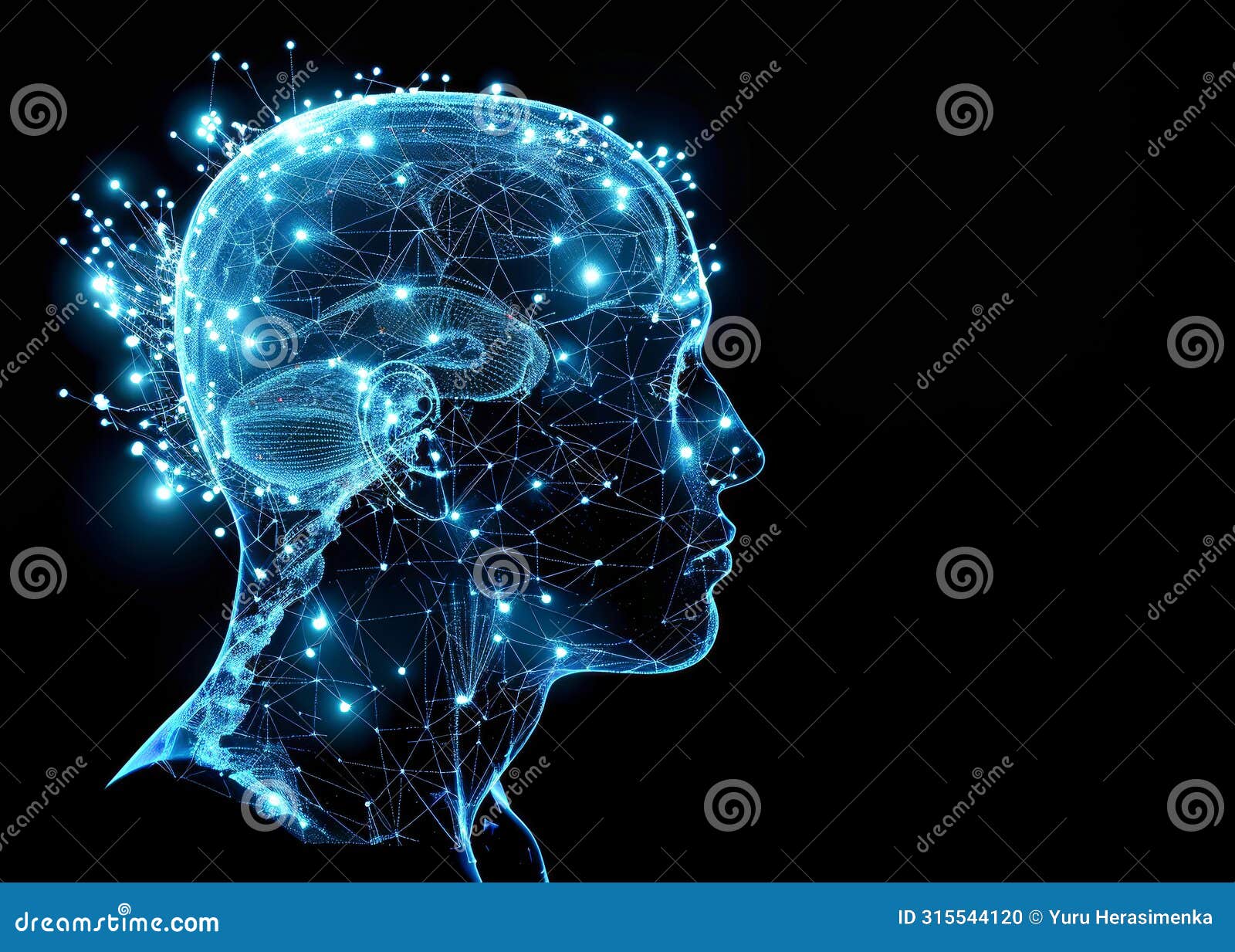 A Persons Head with Interconnected Lines and Dots, Symbolizing ...