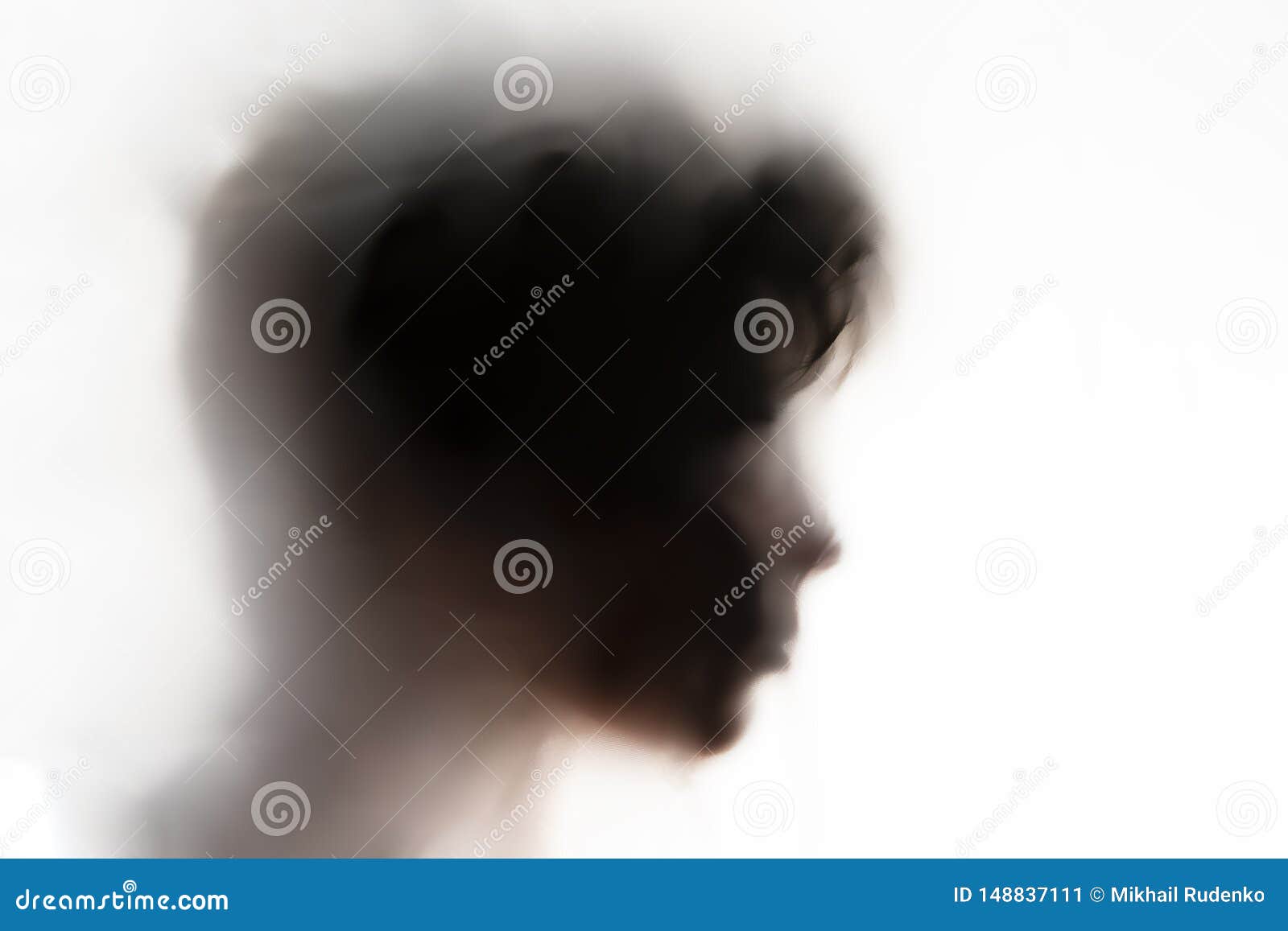 Persons Head Shadow on a White Glass or Surface,terrible Ghost in a ...