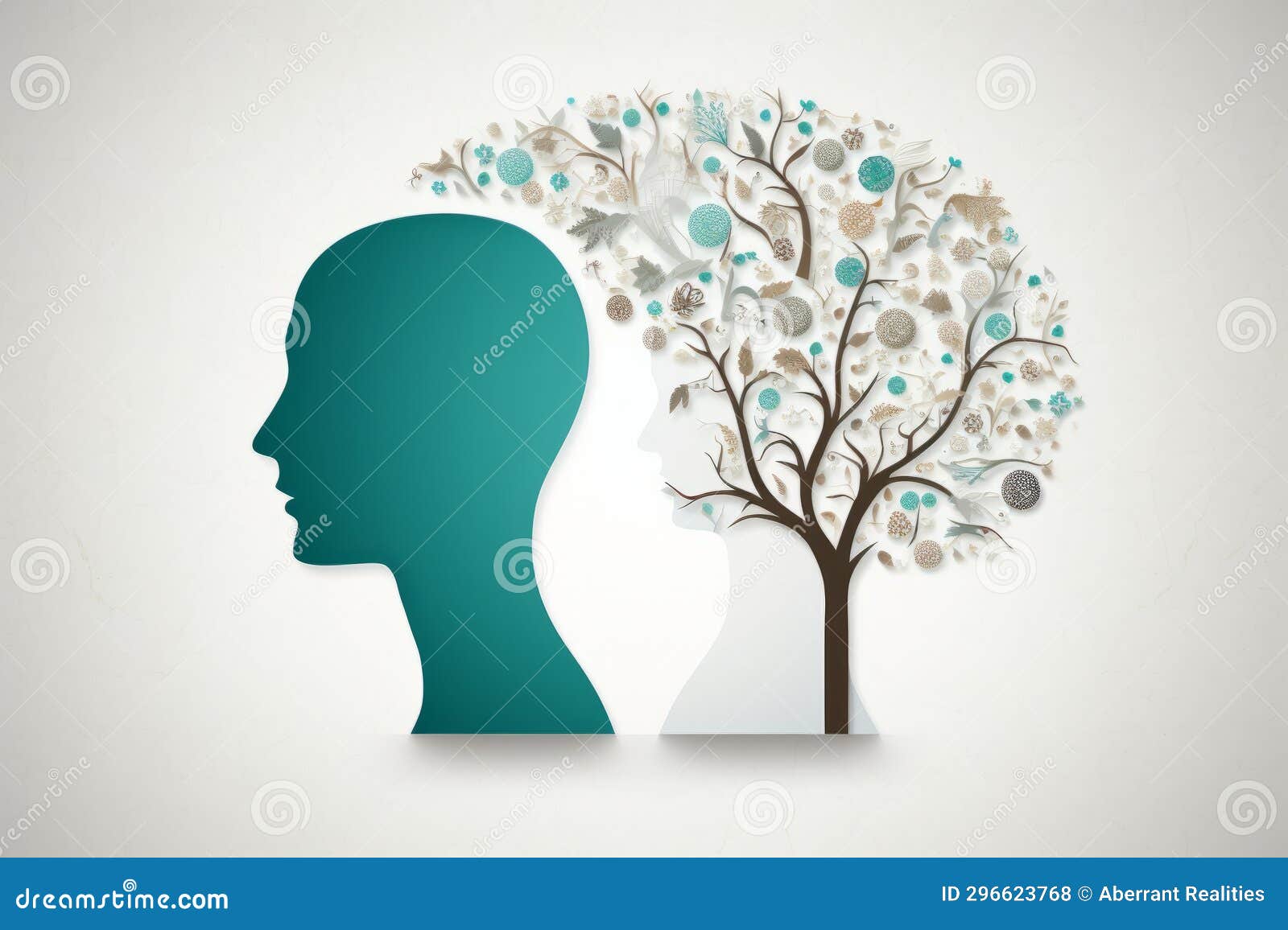 A Persons Head with a Tree Growing Out of it Stock Illustration ...