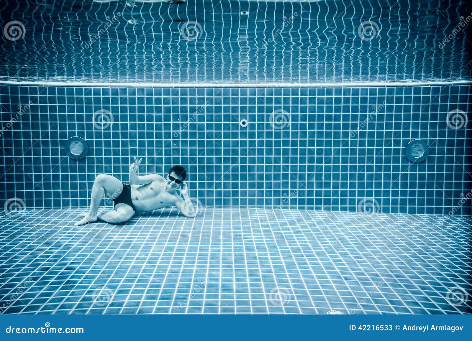 Persons Lies Under Water in a Swimming Pool Stock Image - Image of idea ...