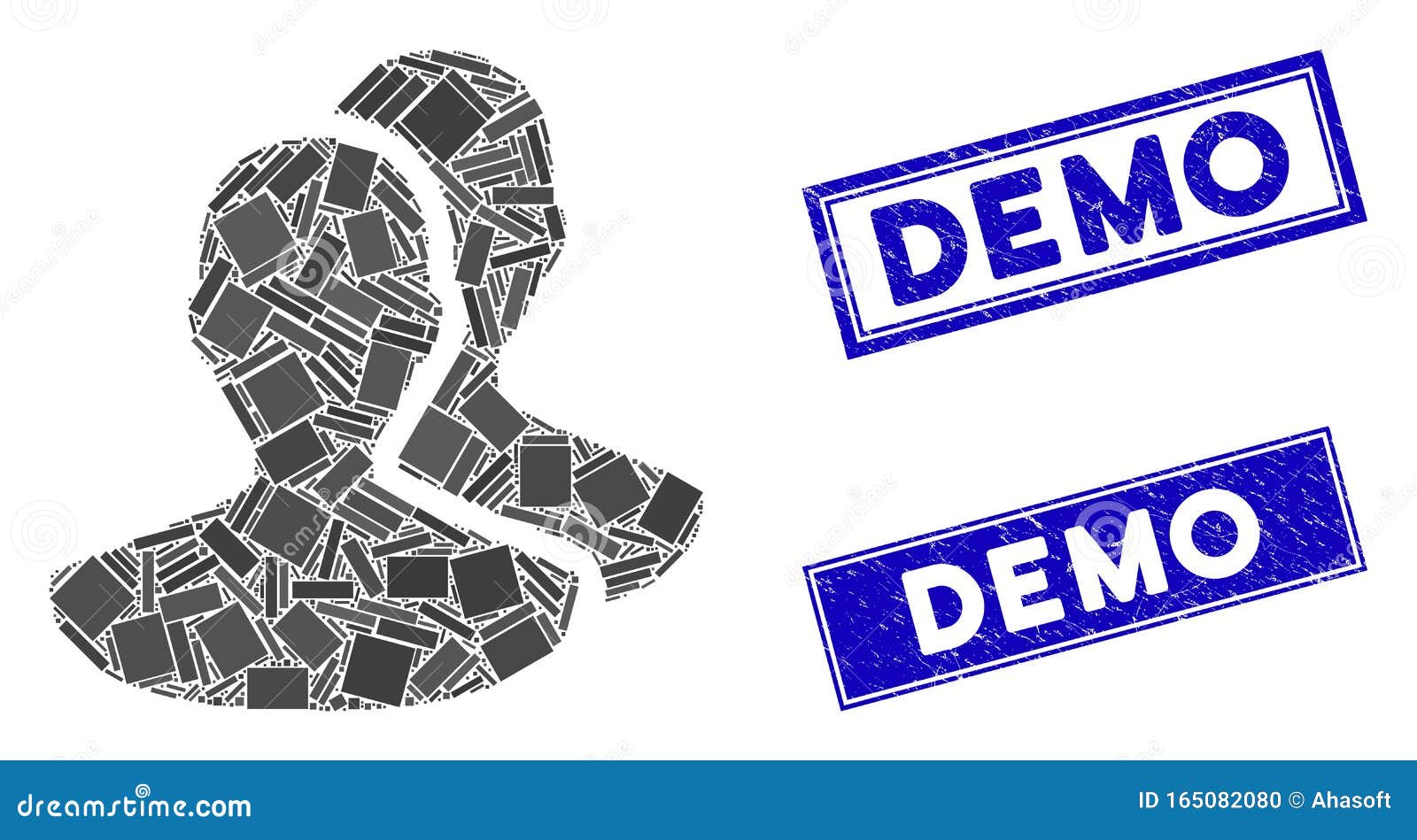 Persons Mosaic and Scratched Rectangle Demo Stamp Seals Stock ...