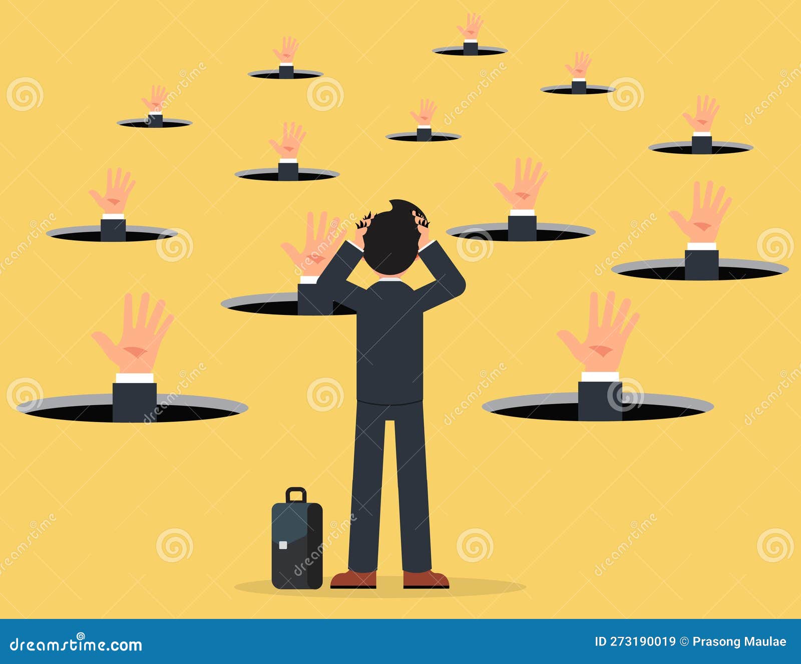 Persons Need and Request for Rescue.Confused Businessman Looking at ...