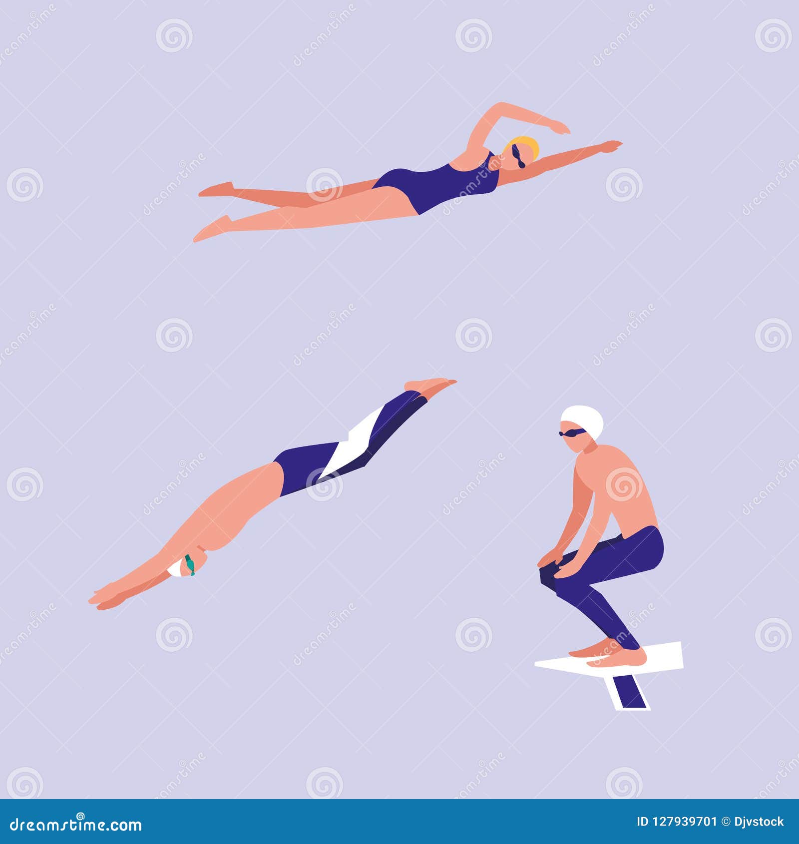 Persons Practicing Swimming Avatar Character Stock Vector ...