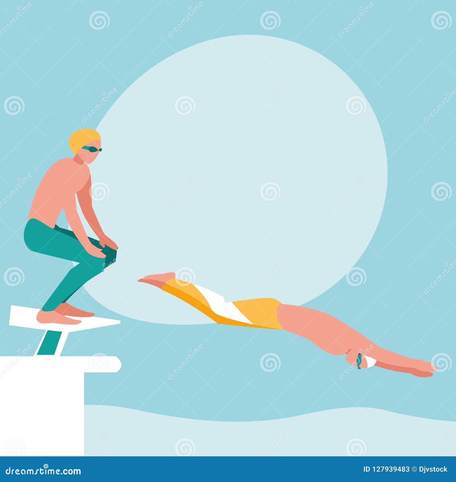 Persons Practicing Swimming Avatar Character Stock Vector ...