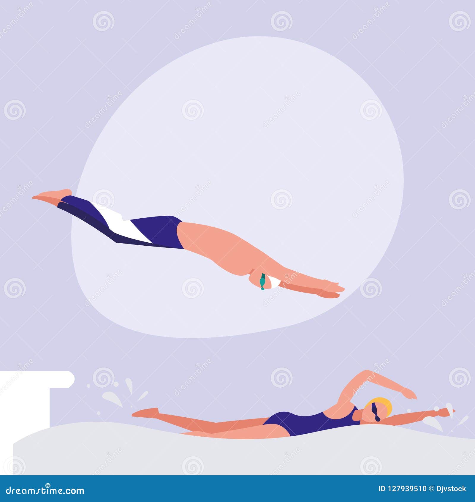 Persons Practicing Swimming Avatar Character Stock Vector ...