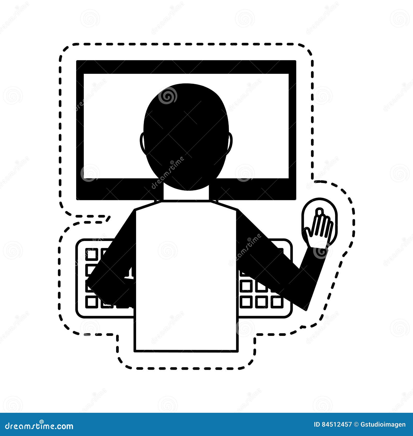 Persoon Die Computerpictogram Gebruiken Stock Illustratie ...