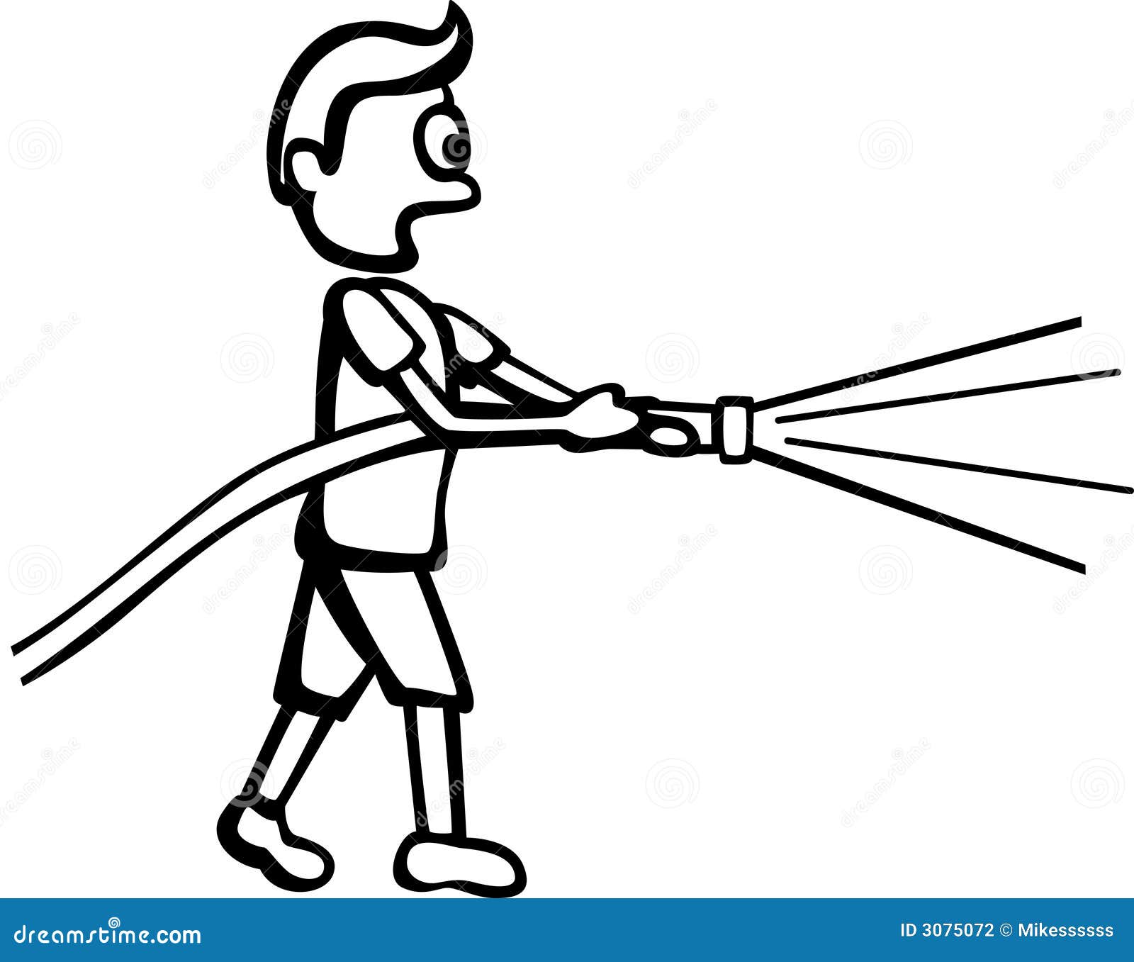 Persoon met een waterslang vector illustratie. Illustration of hoofd ...