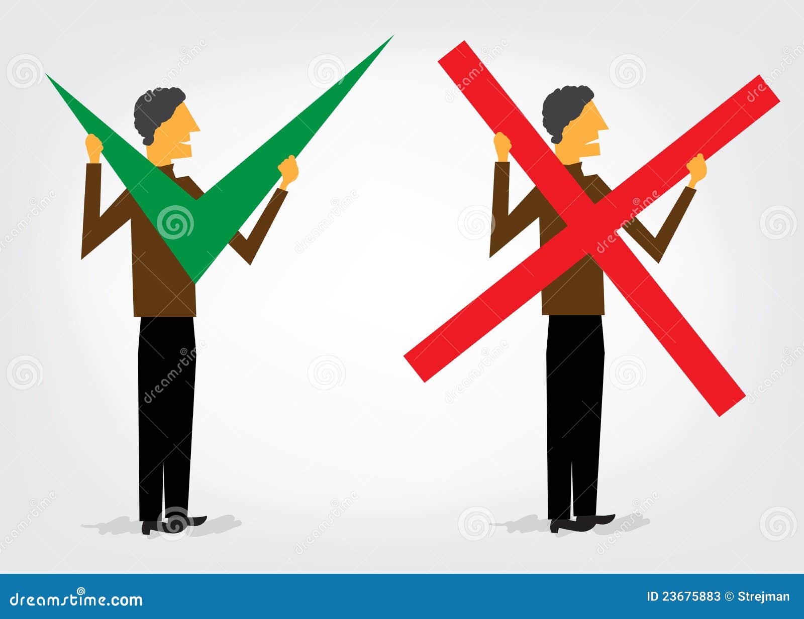 Persoon Met Positief En Negatief Symbool Vector Illustratie ...