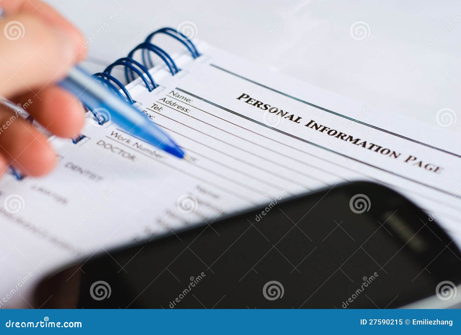 Persoonlijke informatie stock afbeelding. Image of pagina - 27590215