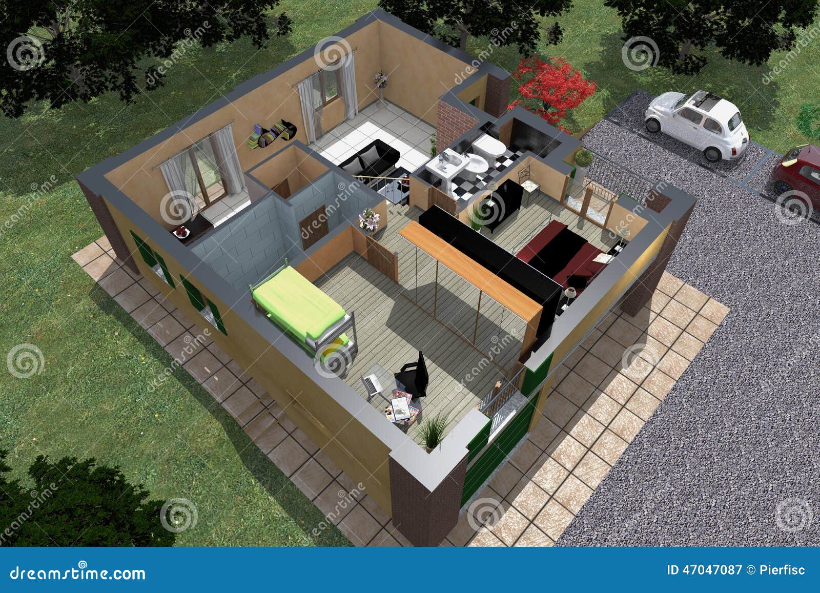 Perspectiva explodida fotografia editorial. Ilustração de apartamento ...