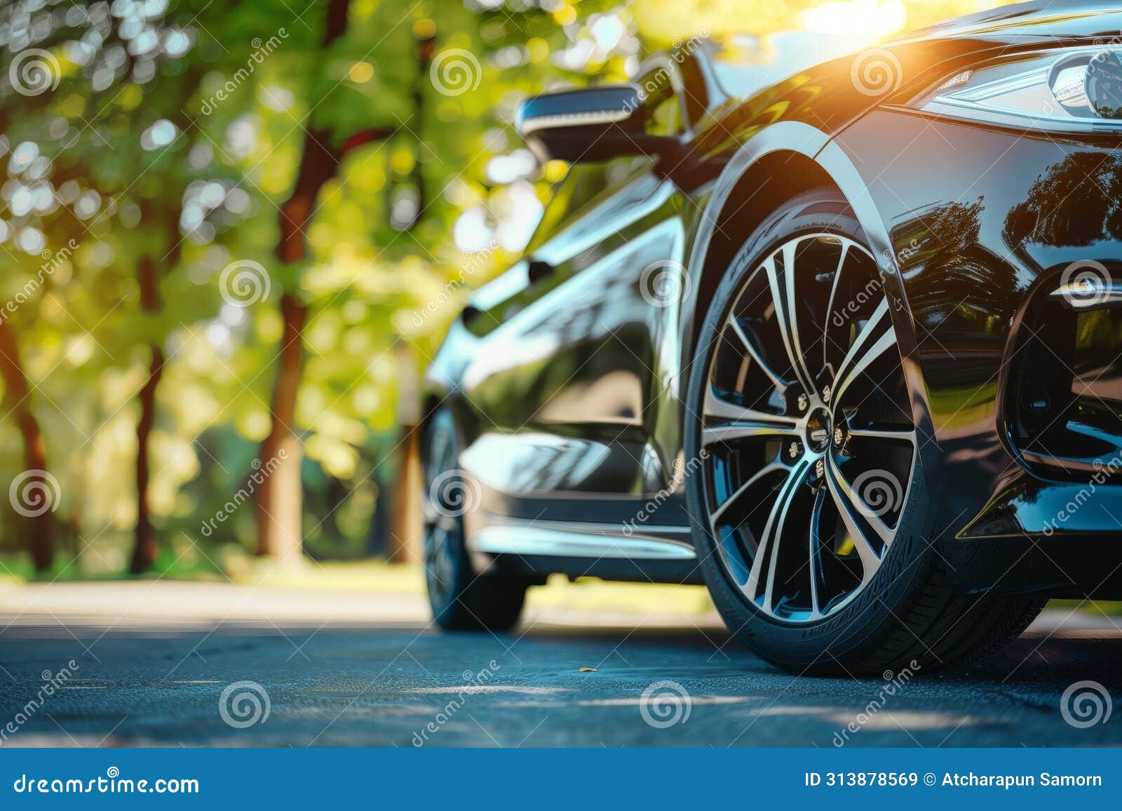 Perspective Angle of a Wheel Car, Tires on the Asphalt Road, Generative ...