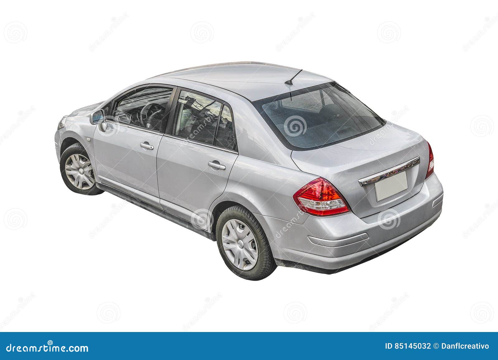 Perspective Back View Modern Car Isolated Stock Photo - Image of ...