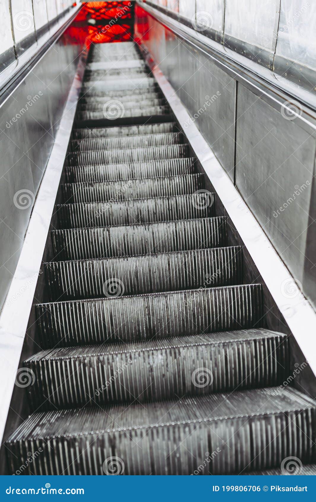 Perspective from Below on an Escalator - Closeup on the Steps of ...