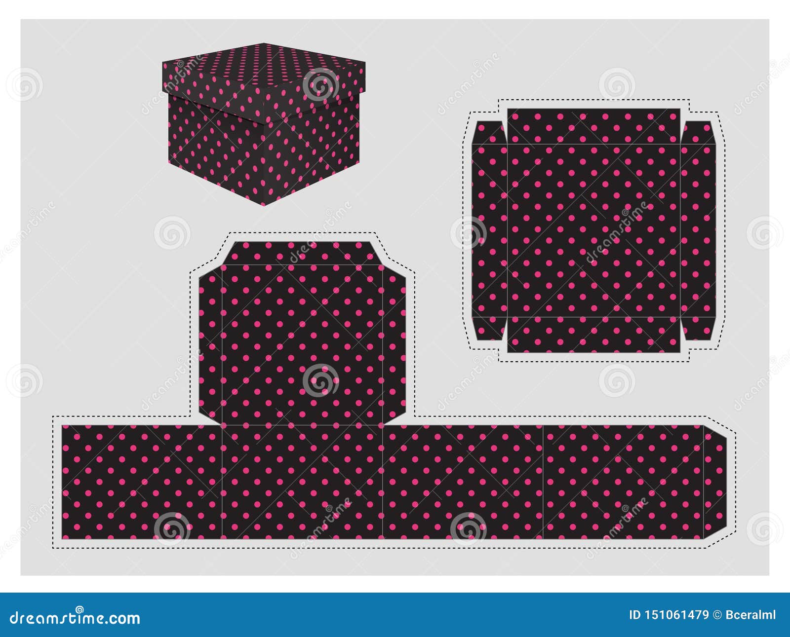 Perspective Gift Box with Lid Template Layout Stock Vector ...