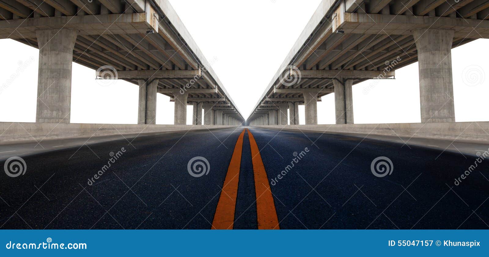 Perspective on Bridge Ram Construction and Asphalt Raod Isolated Stock ...